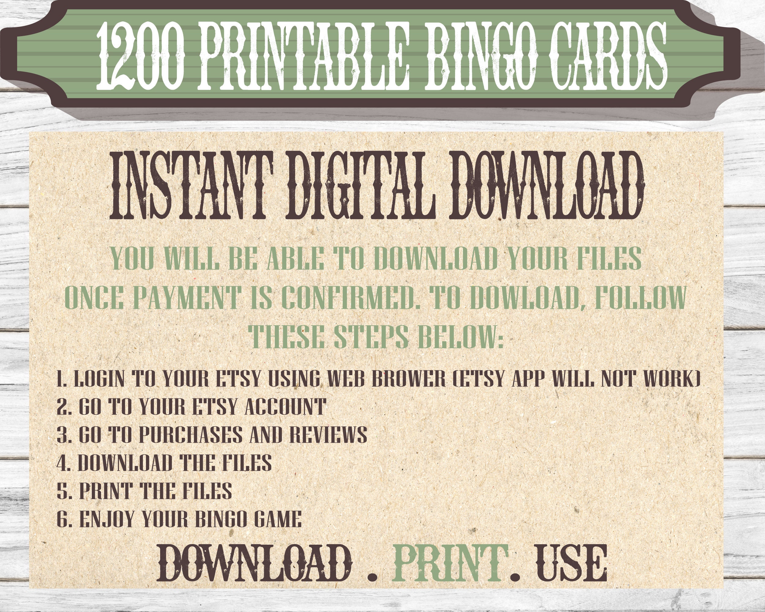 Classic Game Bingo Cards Printable Instant Download 1200 Cards 2 per ...