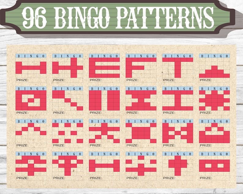 96 Bingo Patterns 24 per Page Printable Instant Download - Etsy