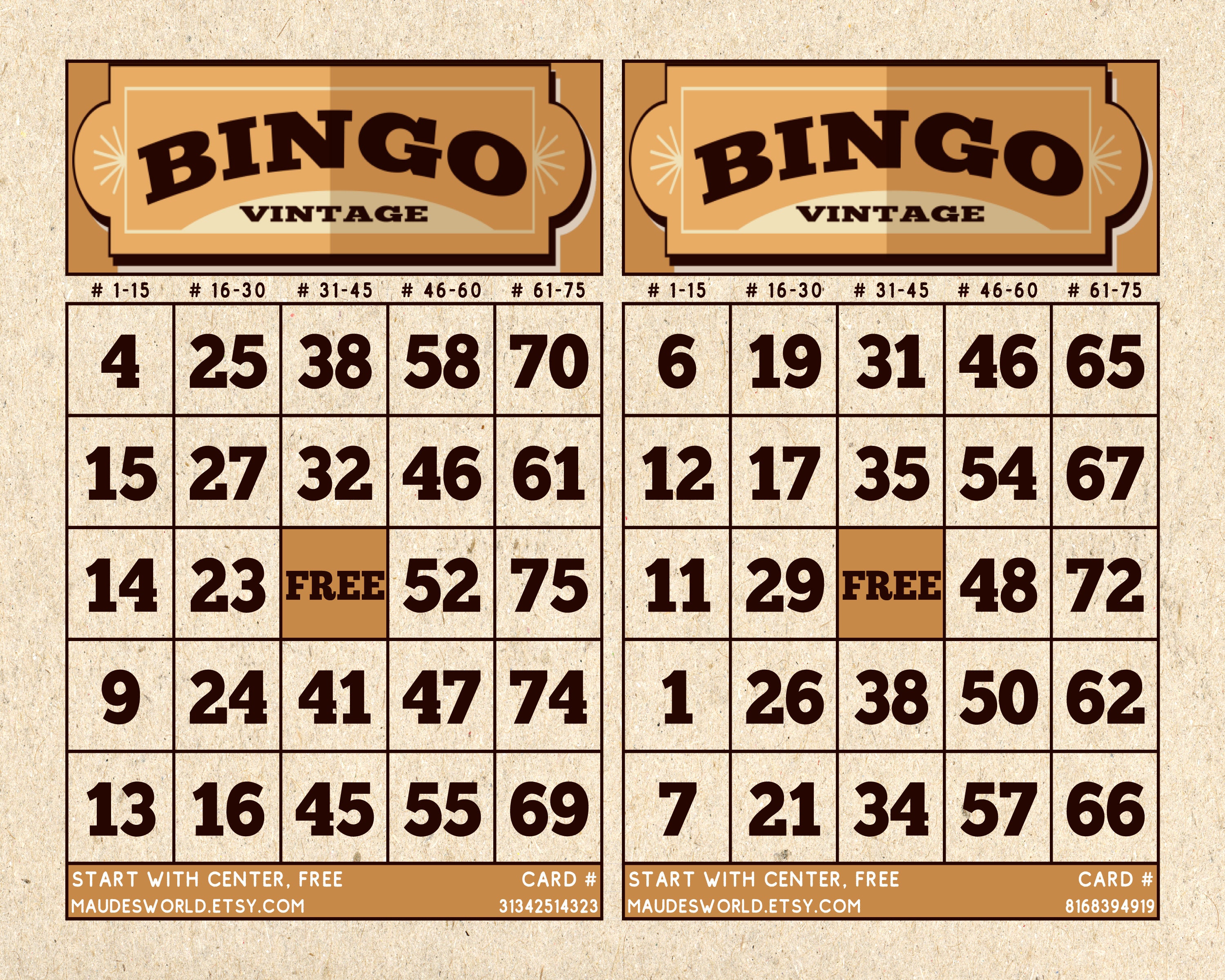 1200 Bingo Cards Mustard Yellow Color Vintage Theme PDF Instant ...