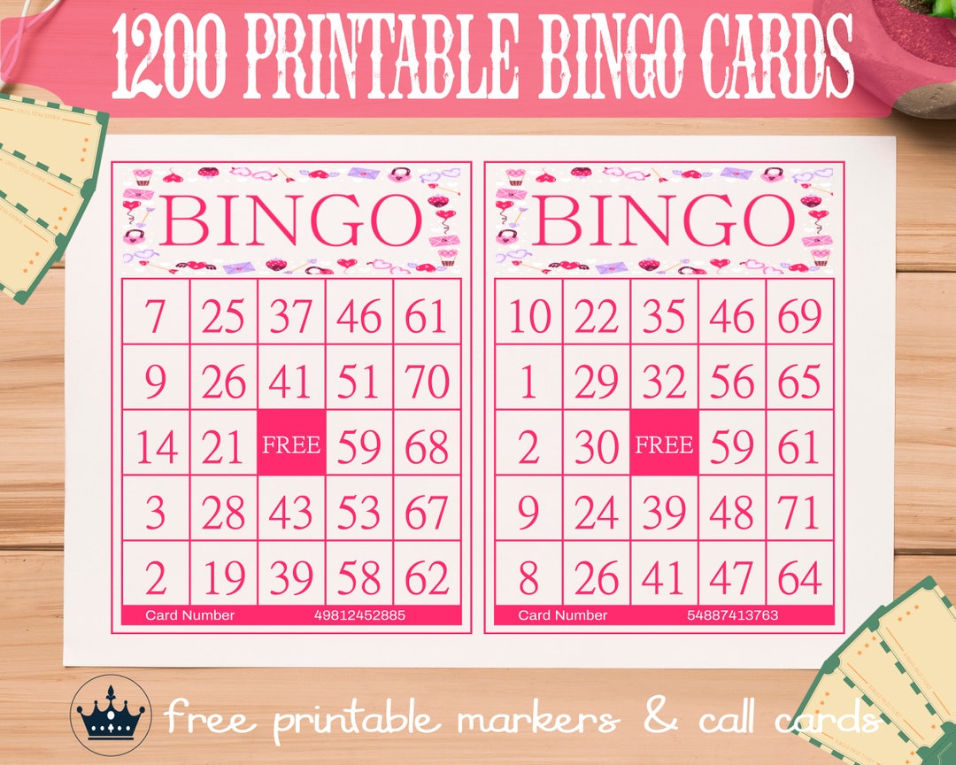 Classic Game Bingo Cards Printable Instant Download 1200 Cards 2 per ...