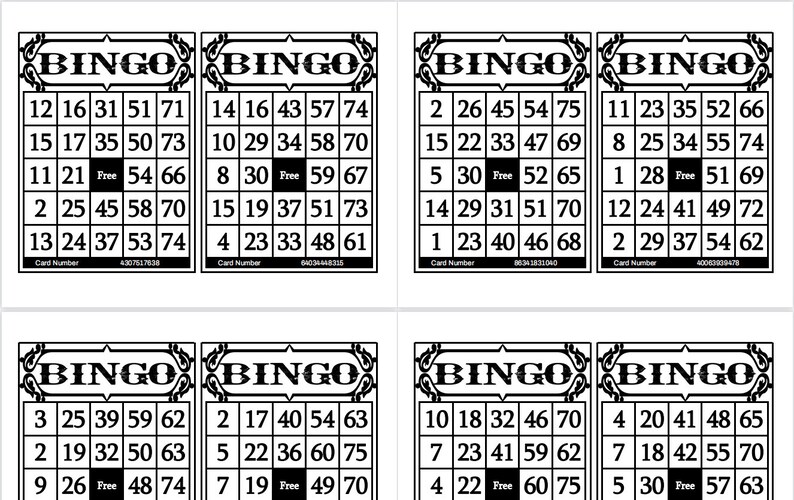75 Balls Classic Bingo Cards Printable Instant Download 1200 Cards per ...