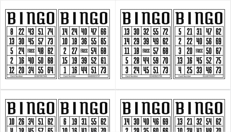 1200 Printable Bingo Cards, 2 per Page, Large, Activities for Seniors, Kids, Holidays, Parties ...