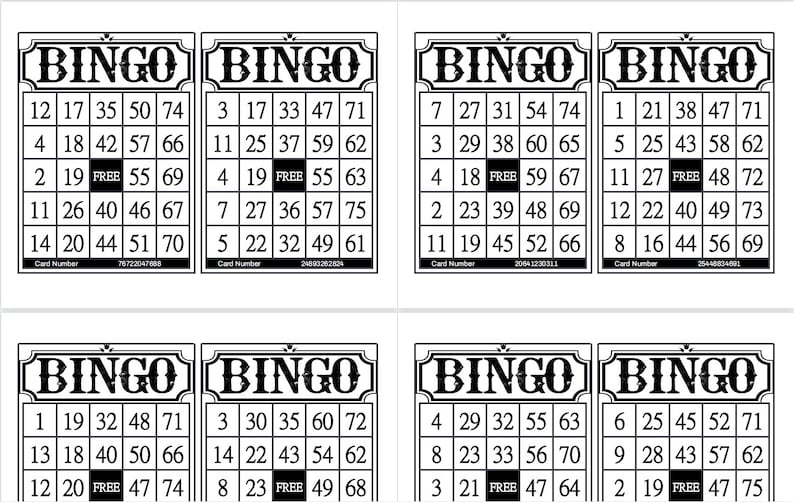 75 Balls Classic Bingo Cards Printable Instant Download 1200 Cards 2 ...