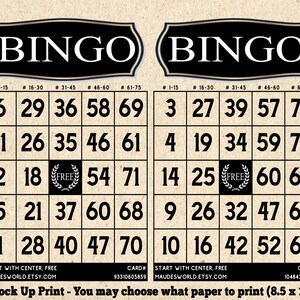 1200 Bingo Cards Black Color Vintage Theme PDF Instant Printable Fun ...