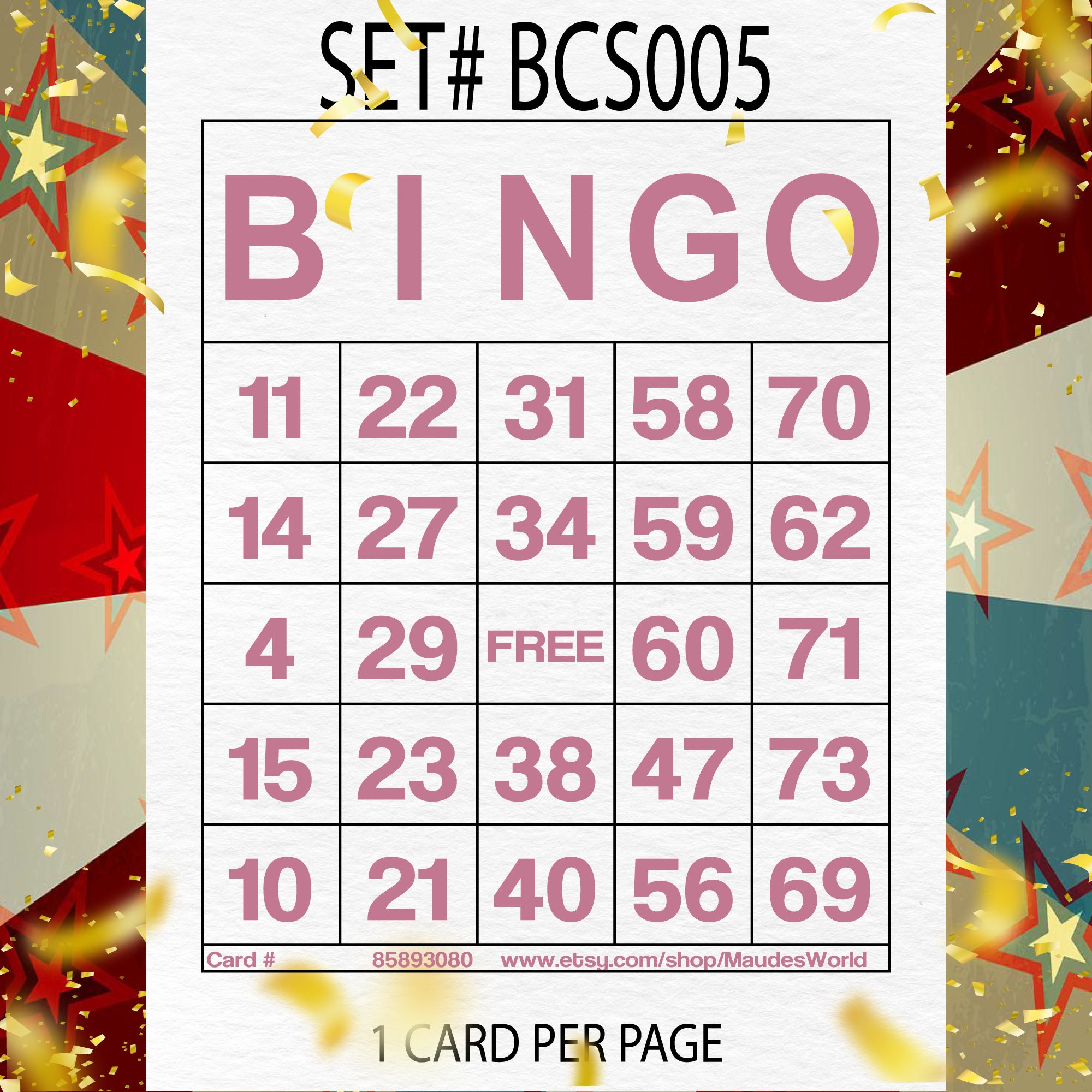 1200 Cards + 100 Cards Free Printable Bingo, 1 per Page, Large ...