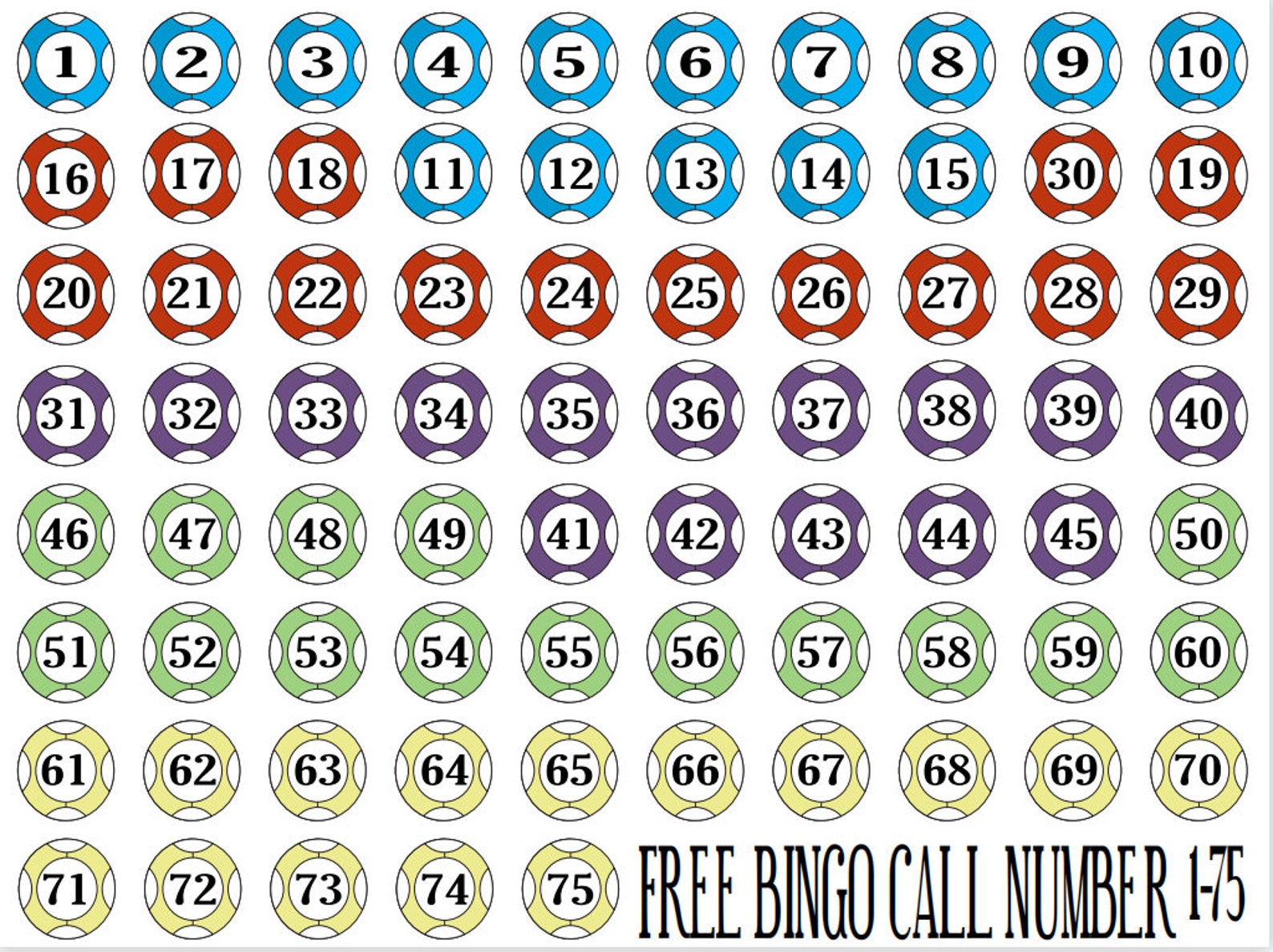 75 Balls Classic Bingo Cards Printable Instant Download 1200 Cards per ...