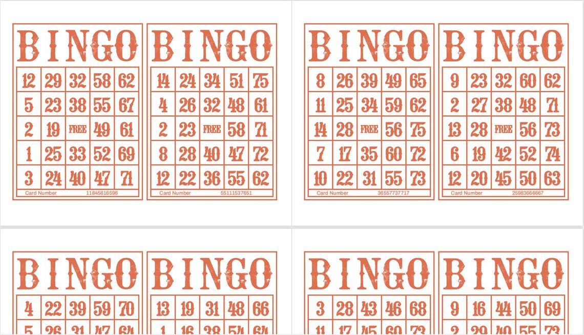 1200 Printable Bingo Cards, 2 per Page, Large, Activities for Seniors ...
