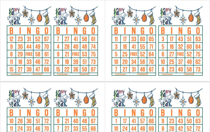 1200 Printable Bingo Cards, 2 per Page, Large, Christmas Bingo Game ...
