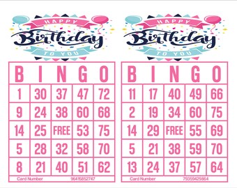1200 Printable Bingo Cards, 2 per Page, Large, Birthday Bingo Game ...