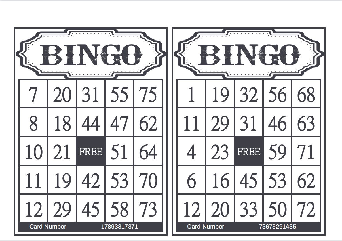 75 Balls Classic Bingo Card Printable Instant Download 1200 Cards per ...