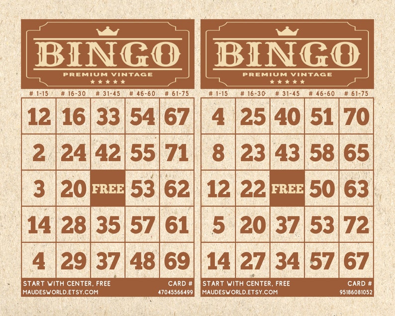 1200 Bingo Cards Cappuccino Brown Color Vintage Theme PDF - Etsy