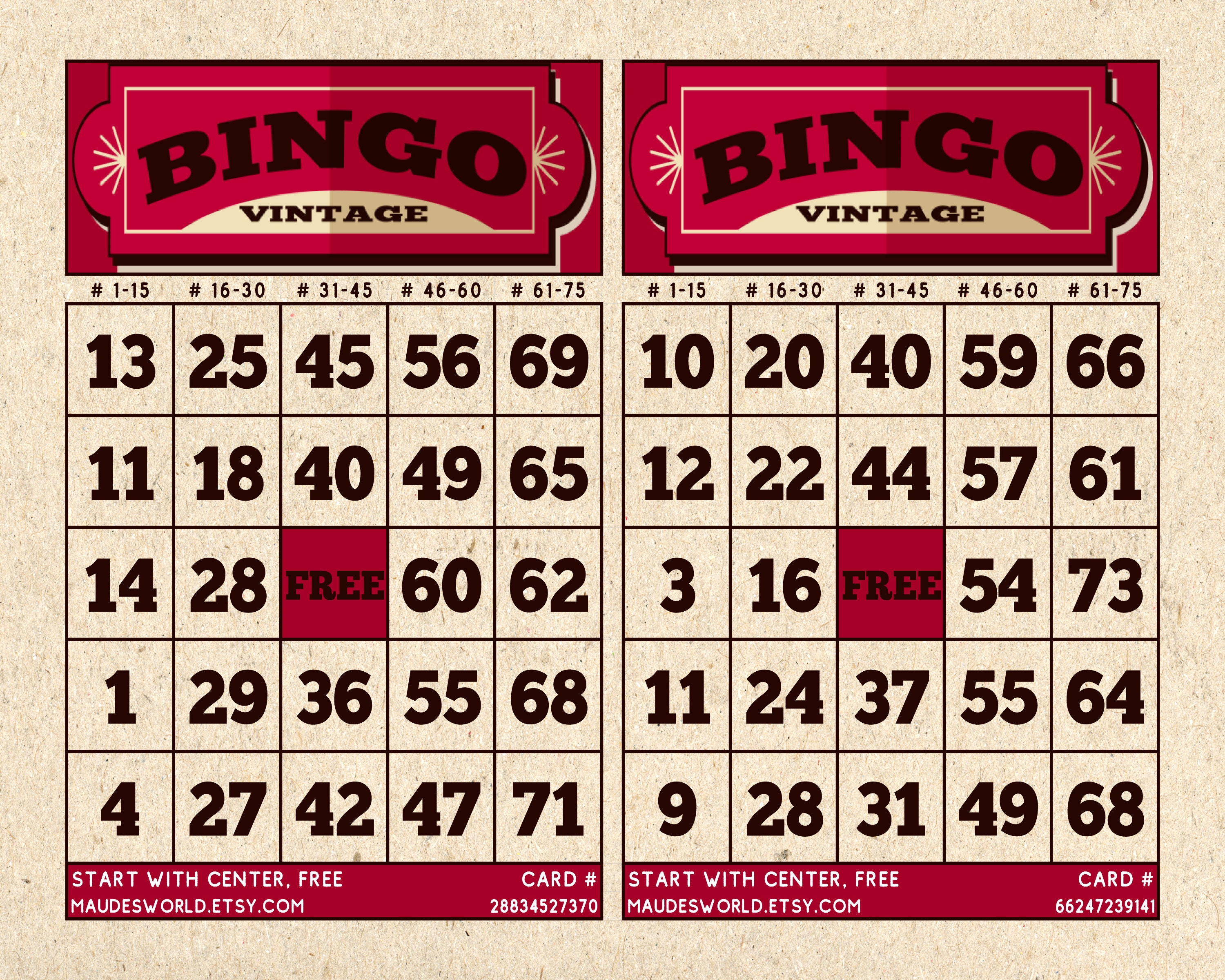 1200 Bingo Cards Strawberry Red Color Vintage Theme PDF Instant ...