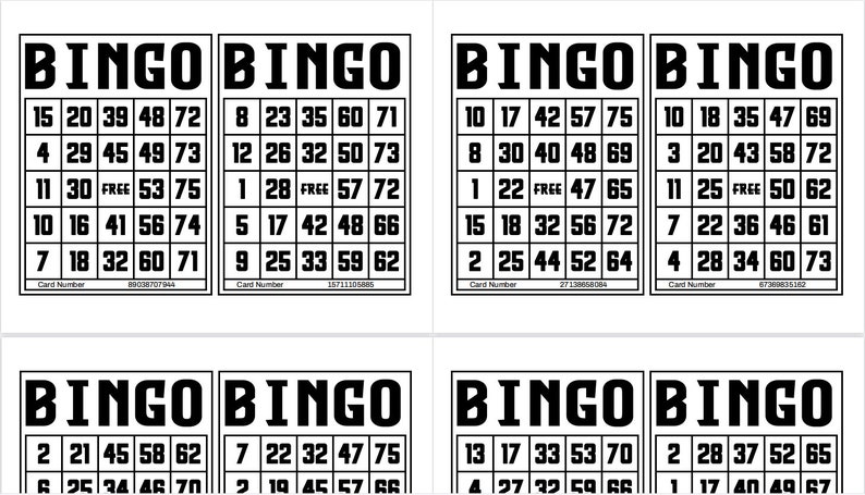1200 Printable Bingo Cards, 2 per Page, Large, Activities for Seniors ...