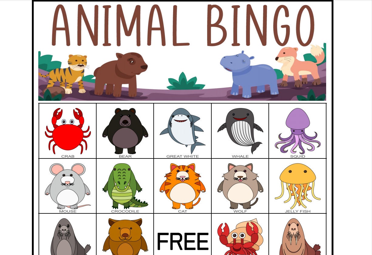Instant Download: 50 Printable Animal Bingo Cards for Endless Fun ...