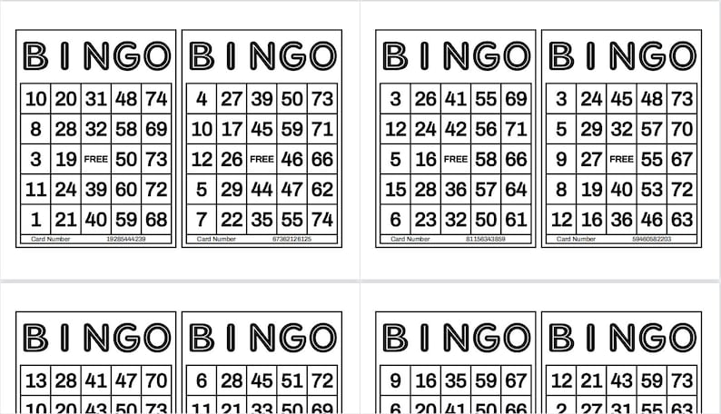 1200 Printable Bingo Cards, 2 per Page, Large, Activities for Seniors ...