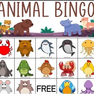 Instant Download: 50 Printable Animal Bingo Cards for Endless Fun ...