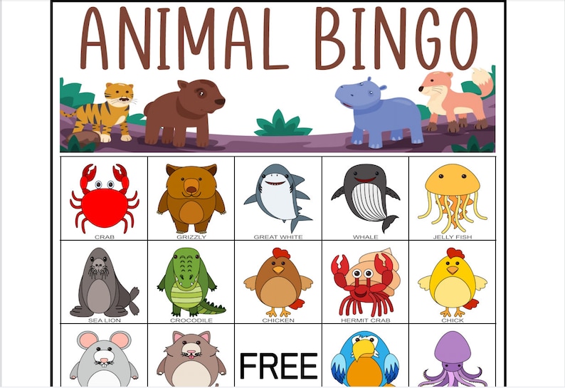 Instant Download: 50 Printable Animal Bingo Cards for Endless Fun ...