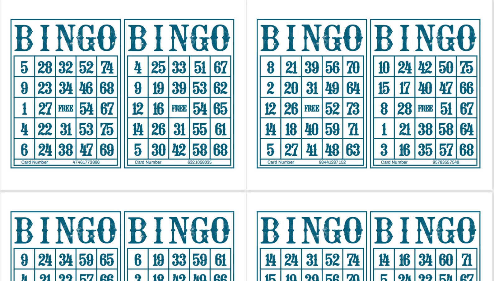 1200 Printable Bingo Cards, 2 per Page, Large, Activities for Seniors ...