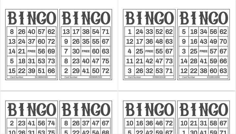 1200 Printable Bingo Cards, 2 per Page, Large, Activities for Seniors ...