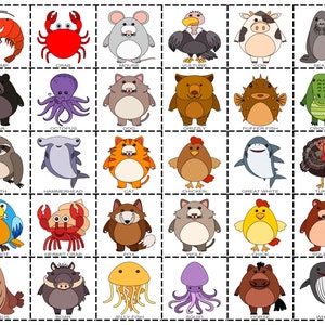Instant Download: 50 Printable Animal Bingo Cards for Endless Fun ...