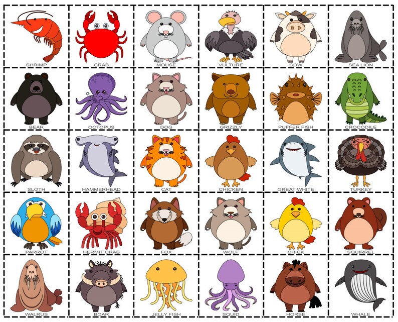Instant Download: 50 Printable Animal Bingo Cards for Endless Fun ...