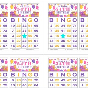 1200 Printable Bingo Cards 2 per Page Large 54th Birthday - Etsy