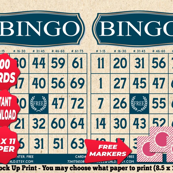 Free Large Printable Bingo Cards - Etsy
