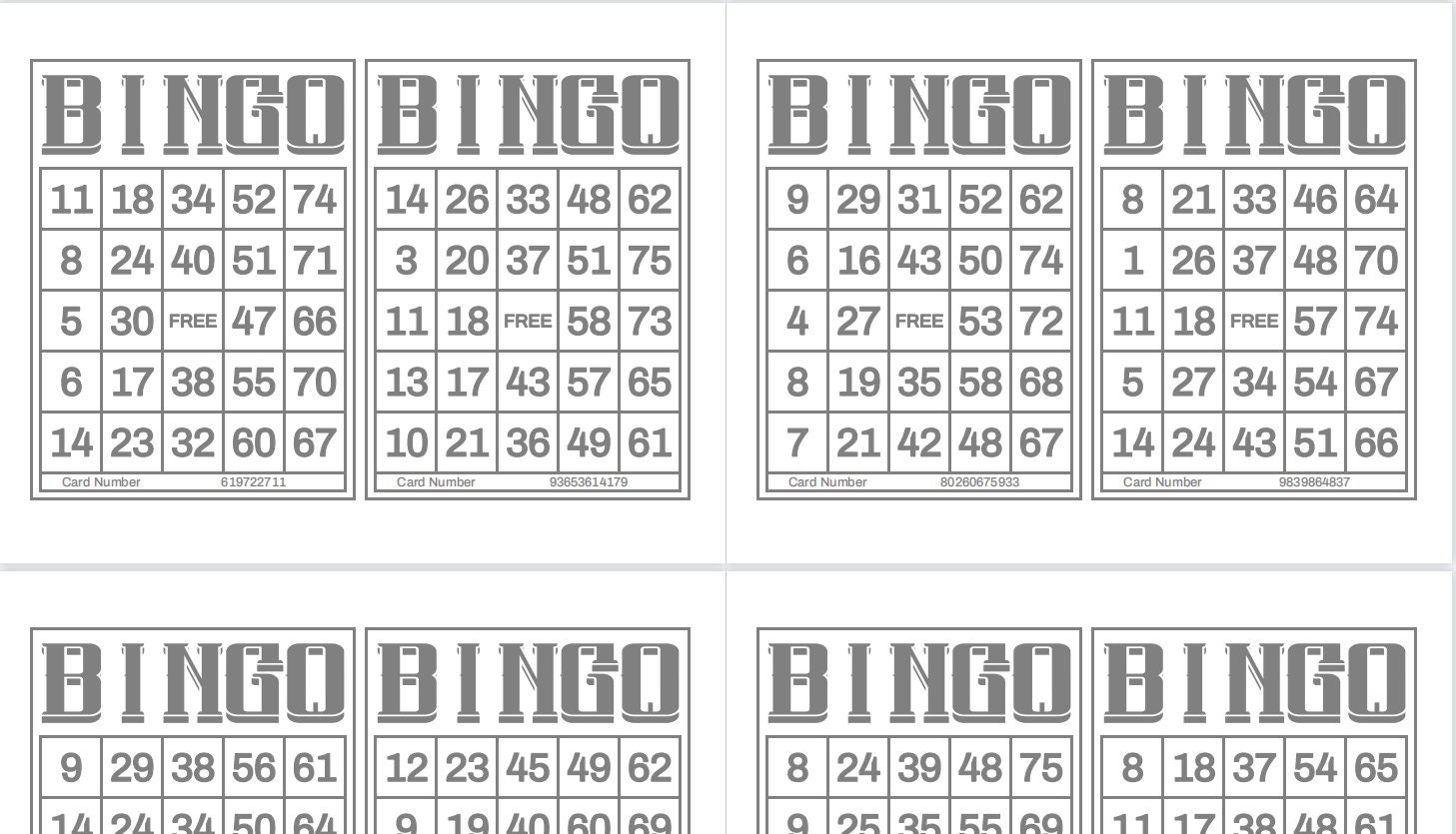 1200 Printable Bingo Cards, 2 per Page, Large, Activities for Seniors ...