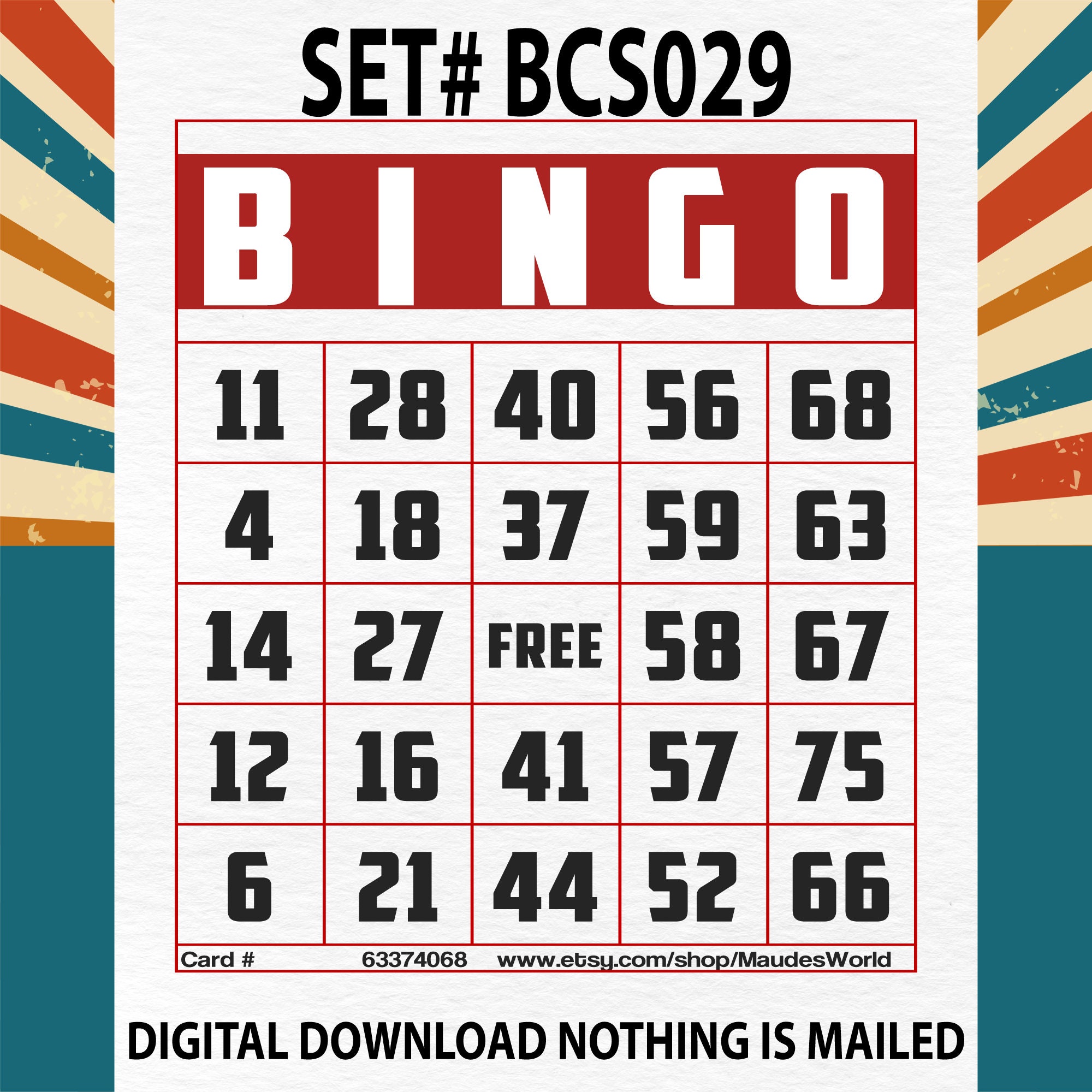 1200 Cards 100 Cards Free Printable Bingo, 1 per Page, Large ...