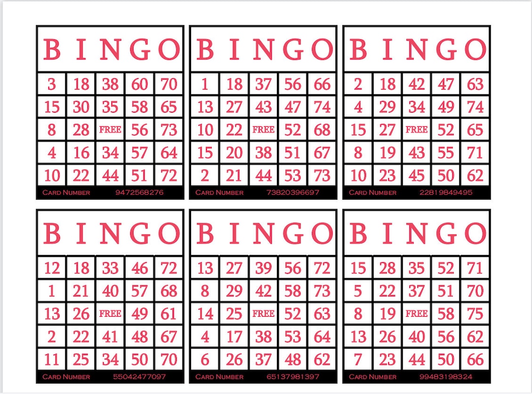 3600 Printable Bingo Cards, 6 per Page, Large, Activities for Seniors ...