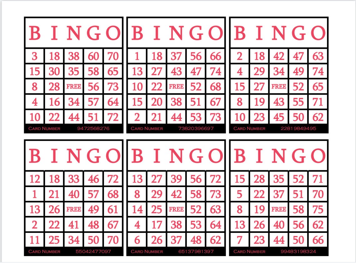 3600 Printable Bingo Cards, 6 per Page, Large, Activities for Seniors ...