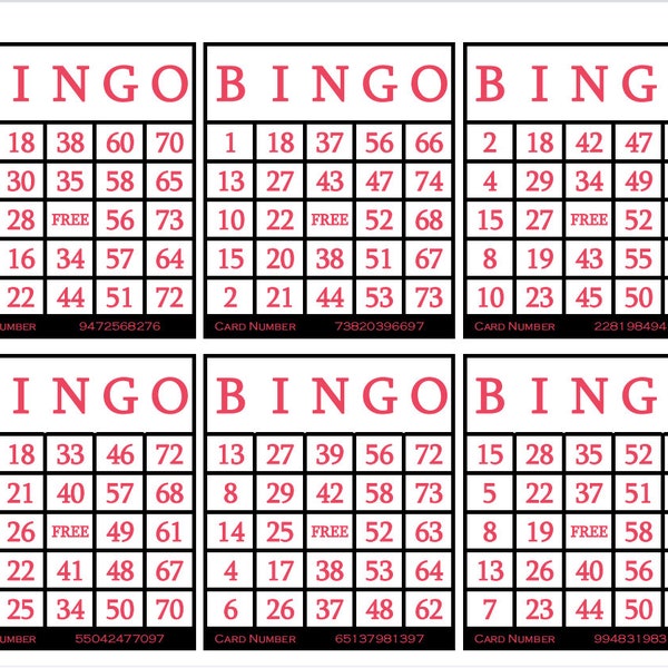 Free Large Printable Bingo Cards - Etsy