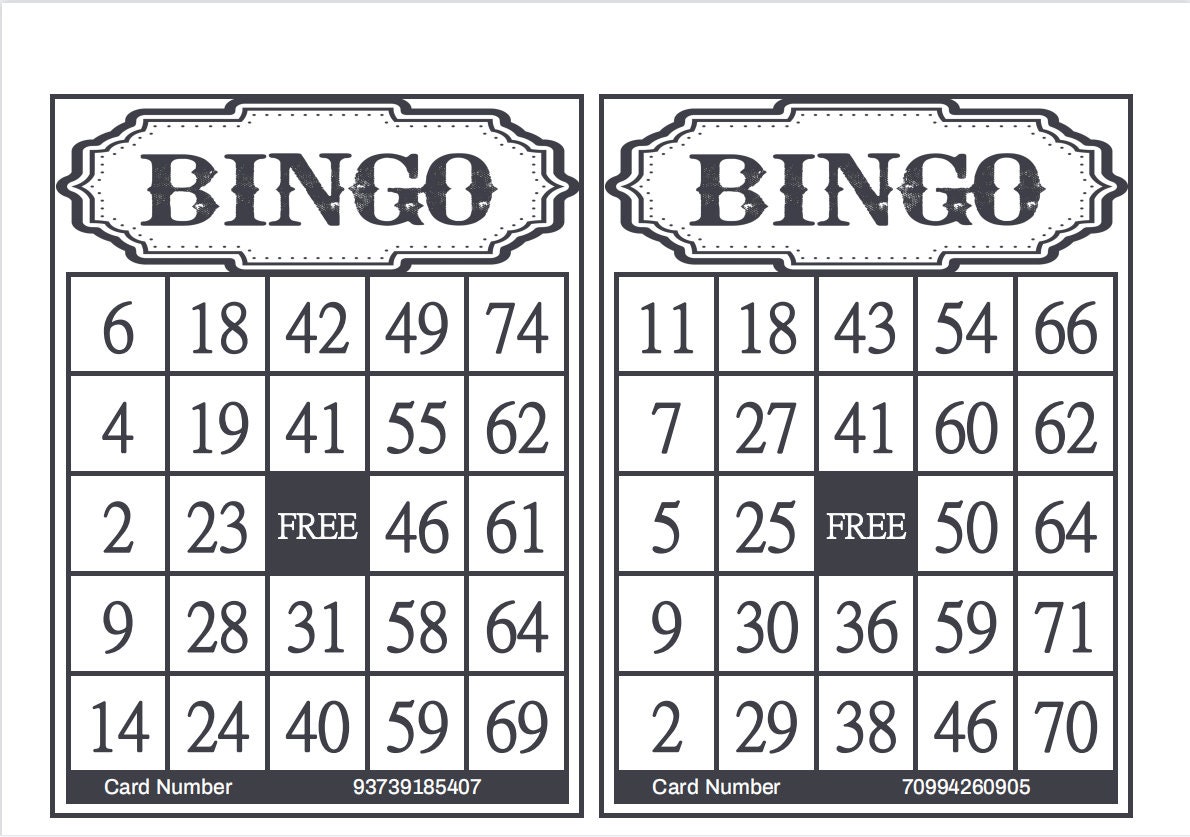 75 Balls Classic Bingo Card Printable Instant Download 1200 Cards per ...