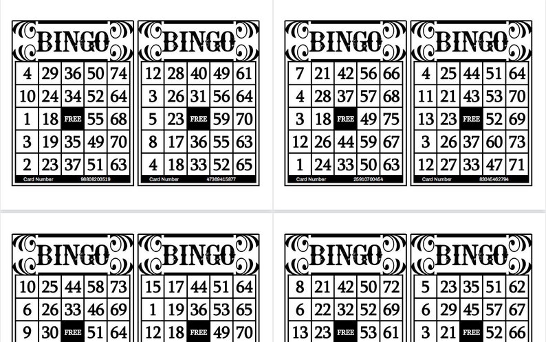 Bingo Cards for Parties and Events 1200 Printable Instant Download ...