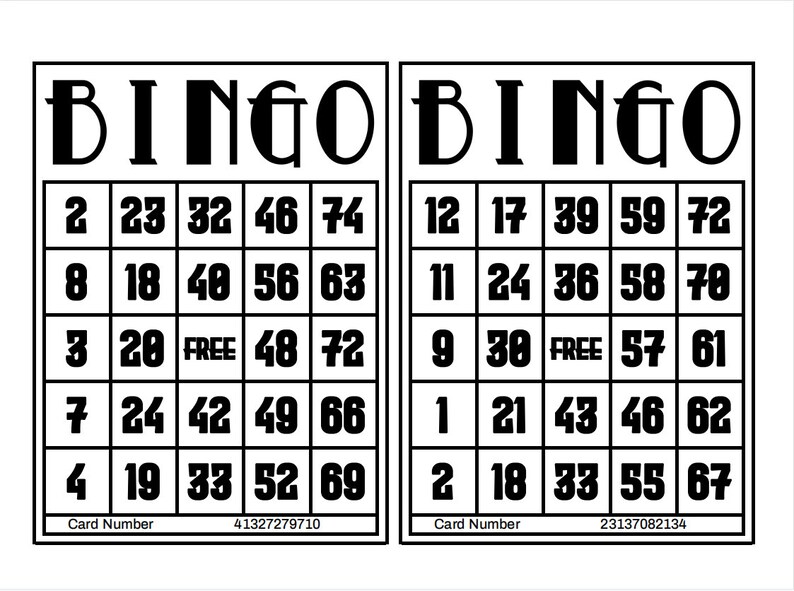 1200 Printable Bingo Cards, 2 per Page, Large, Parties Games for Adults ...