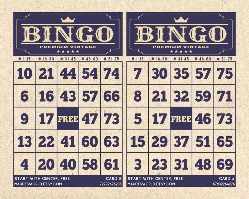1200 Bingo Cards Purple Color Vintage Theme PDF Instant Printable Fun ...