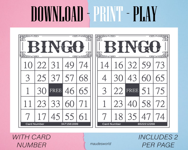 75 Balls Classic Bingo Card Printable Instant Download 1200 Cards per ...