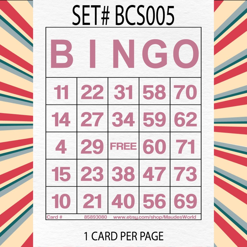 1200 Cards + 100 Cards Free Printable Bingo, 1 per Page, Large ...