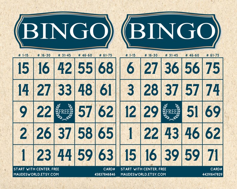 1200 Bingo Cards Navy Blue Color Vintage Theme PDF Instant Printable ...