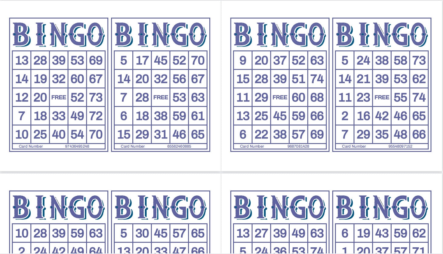 1200 Printable Bingo Cards, 2 per Page, Large, Baby Shower, Bridal ...