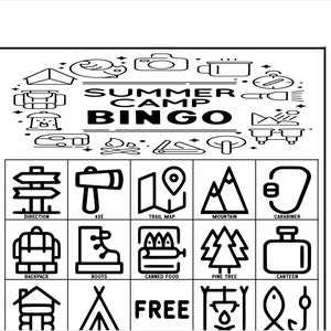 50 Printable Bingo Cards Camping Theme, PDF Format Instant Download ...
