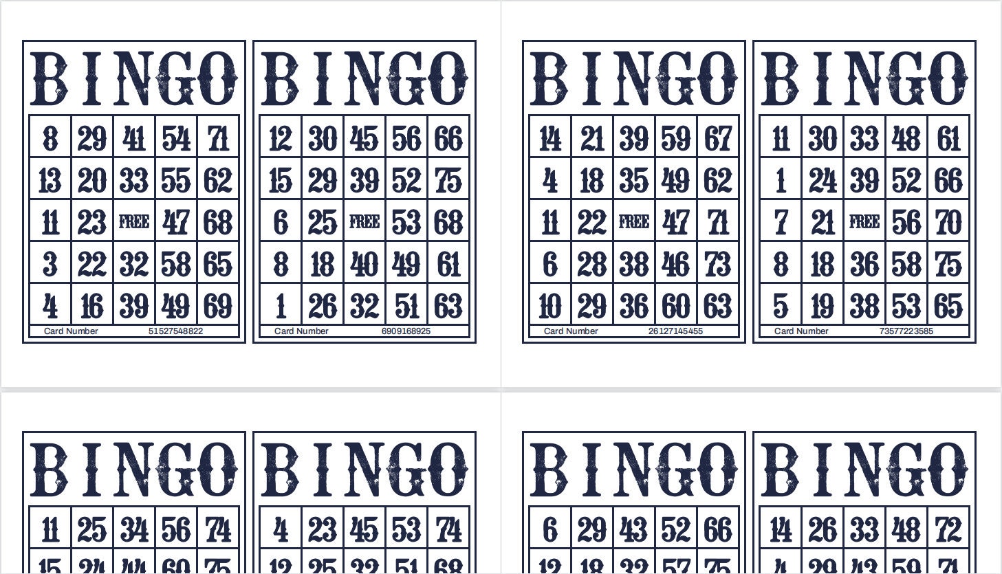 1200 Printable Bingo Cards, 2 per Page, Large, Activities for Seniors ...