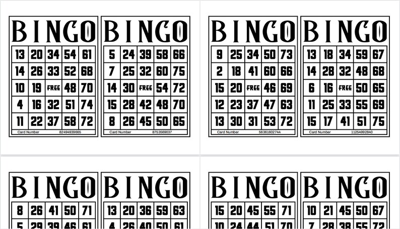 1200 Printable Bingo Cards, 2 per Page, Large, Activities for Seniors ...
