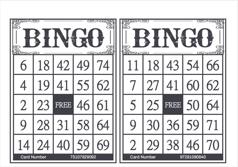 75 Balls Classic Bingo Card Printable Instant Download 1200 Cards per ...