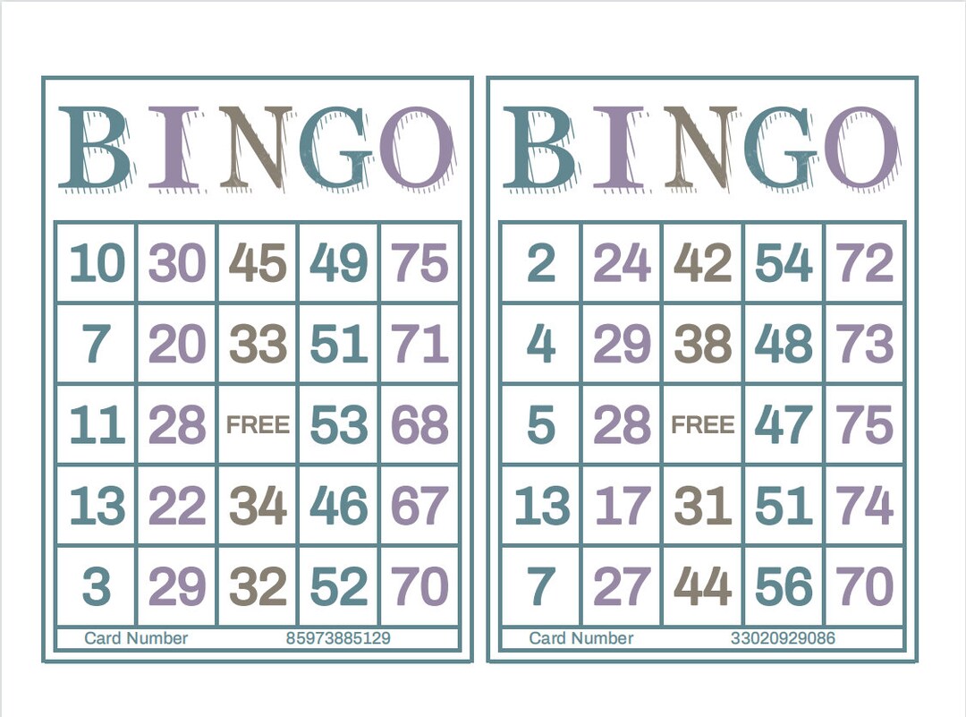 1200 Printable Bingo Cards, 2 per Page, Large, Birthday Bingo Game ...
