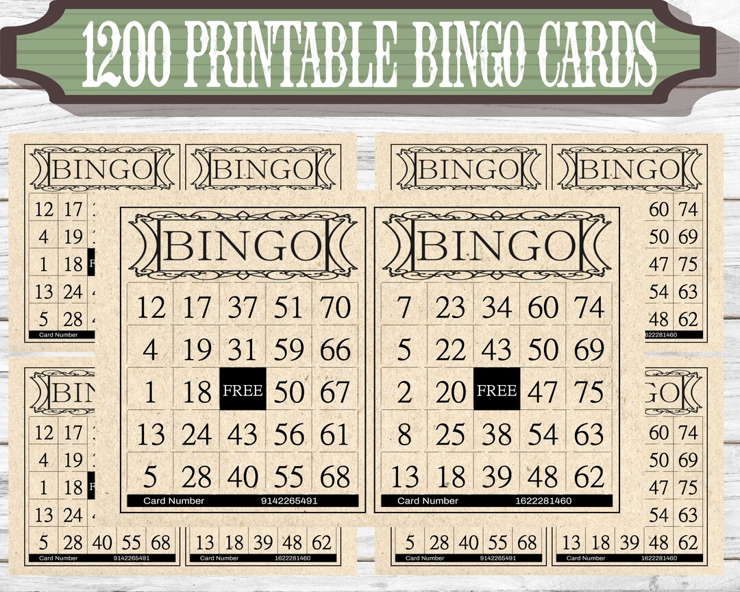 Classic Game Bingo Cards Printable Instant Download 1200 Cards 2 per ...