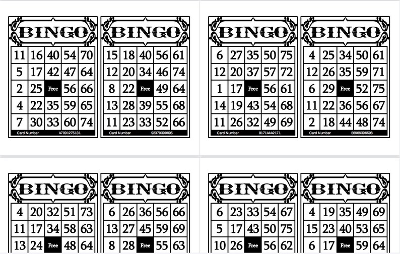 75 Balls Classic Bingo Cards Printable Instant Download 1200 Cards per ...