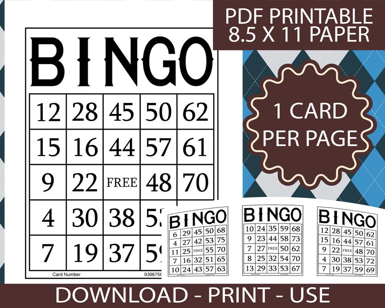 1200 Printable Bingo Cards, 1 per Page, Minimalist PDF Format for All ...