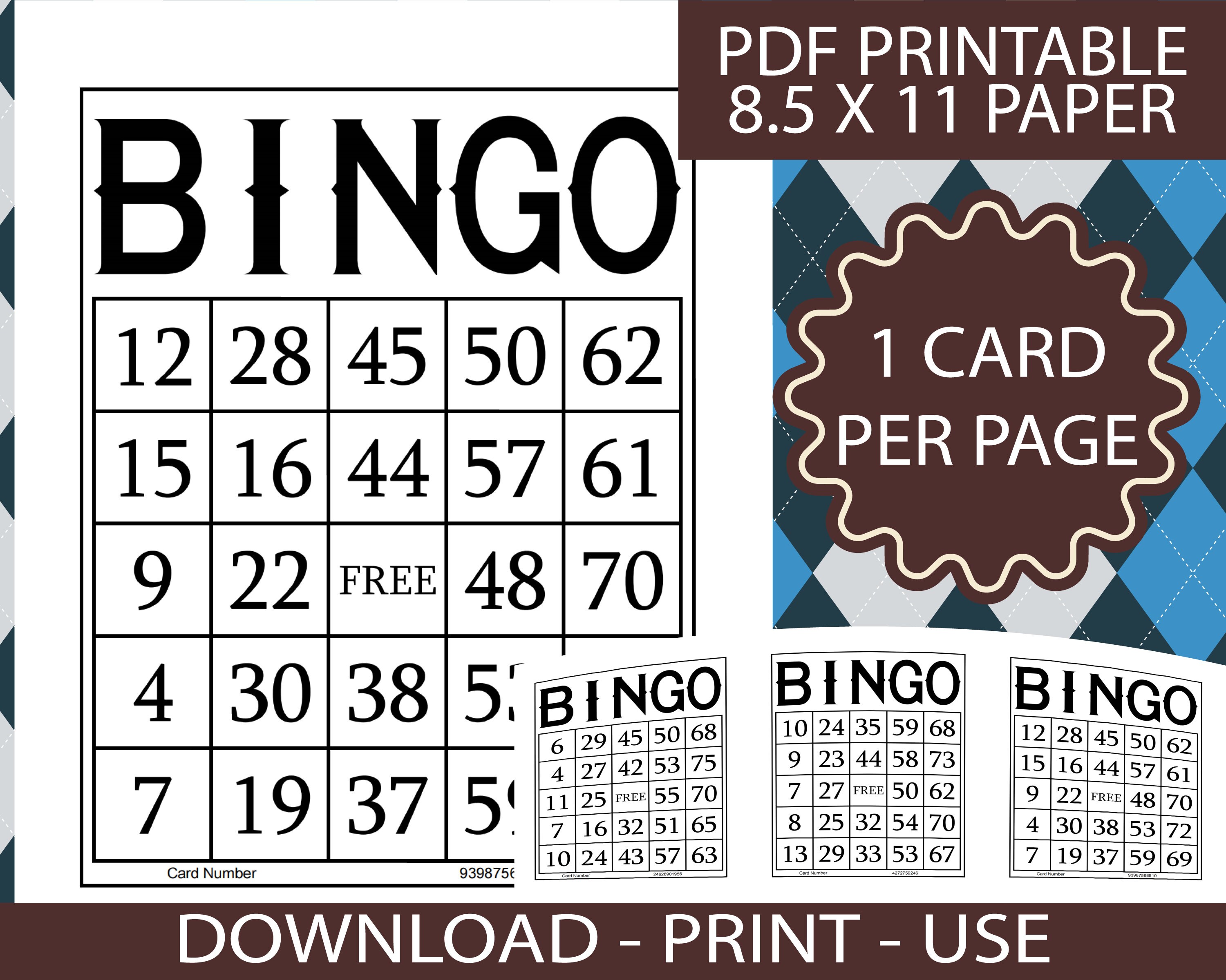1200 Printable Bingo Cards, 1 per Page, Minimalist PDF Format for All ...