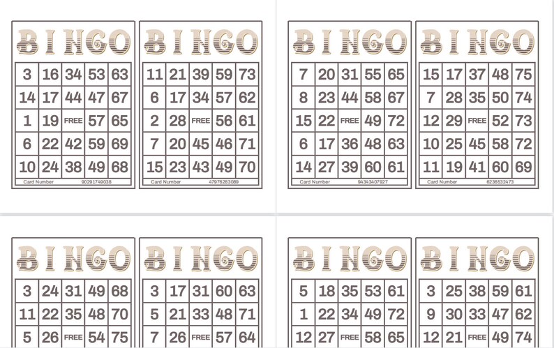 1200 Printable Bingo Cards, 2 per Page, Large, Classic Bingo Game ...